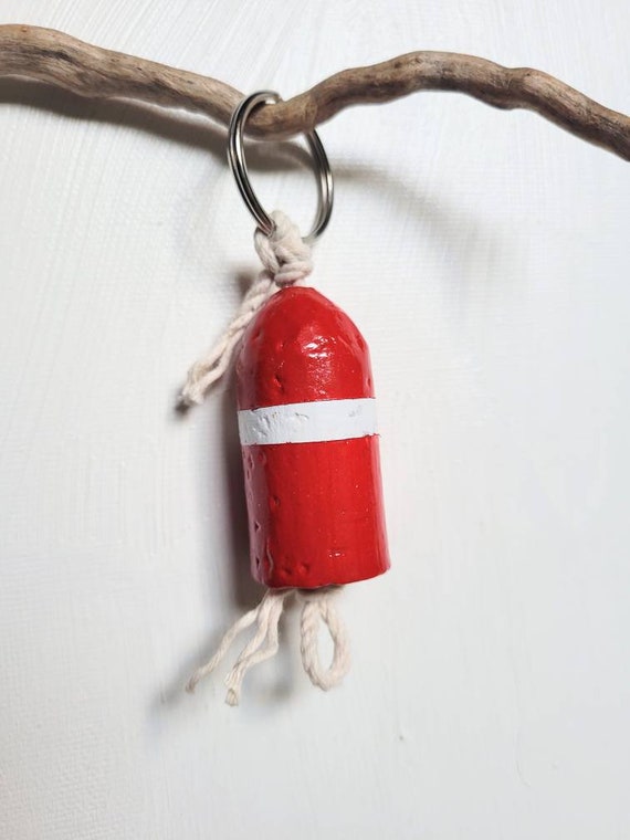 Buoy Keychain Red and White Upcycled Wine Cork Diving Buoy - Etsy