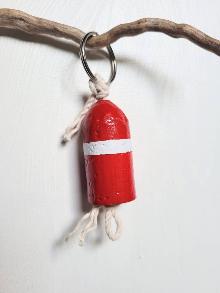 Buoy Keychain Red and White Upcycled Wine Cork Diving Buoy - Etsy