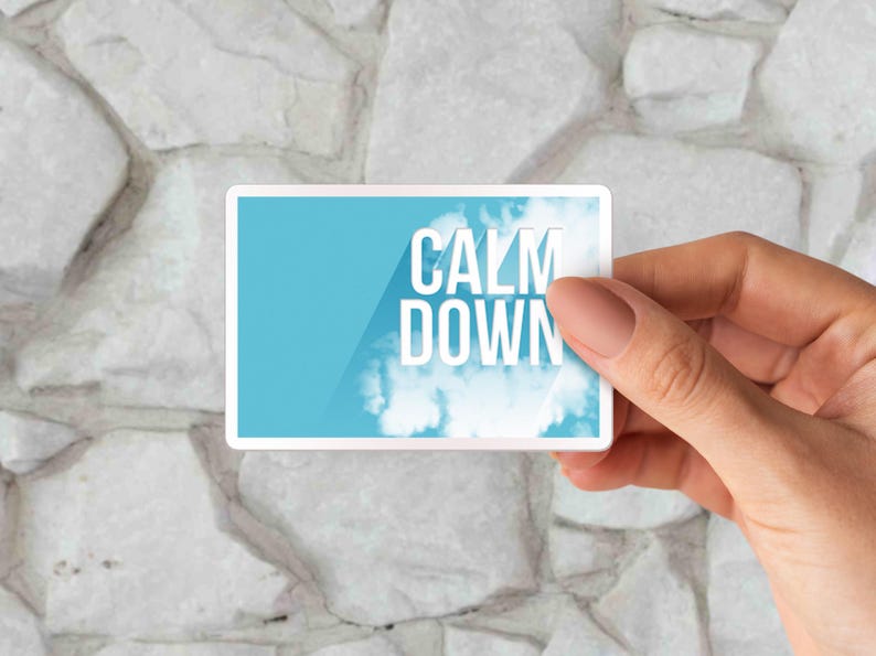 Calm Down Sticker: Sky Blue Vinyl Decal for Laptop, Water Bottle - Etsy