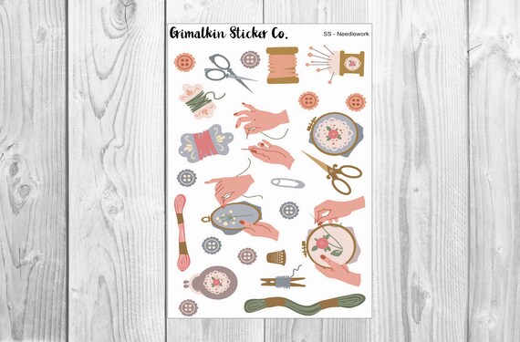 Needlework/sewing Sticker Sheet for Journals Scrapbooks or | Etsy