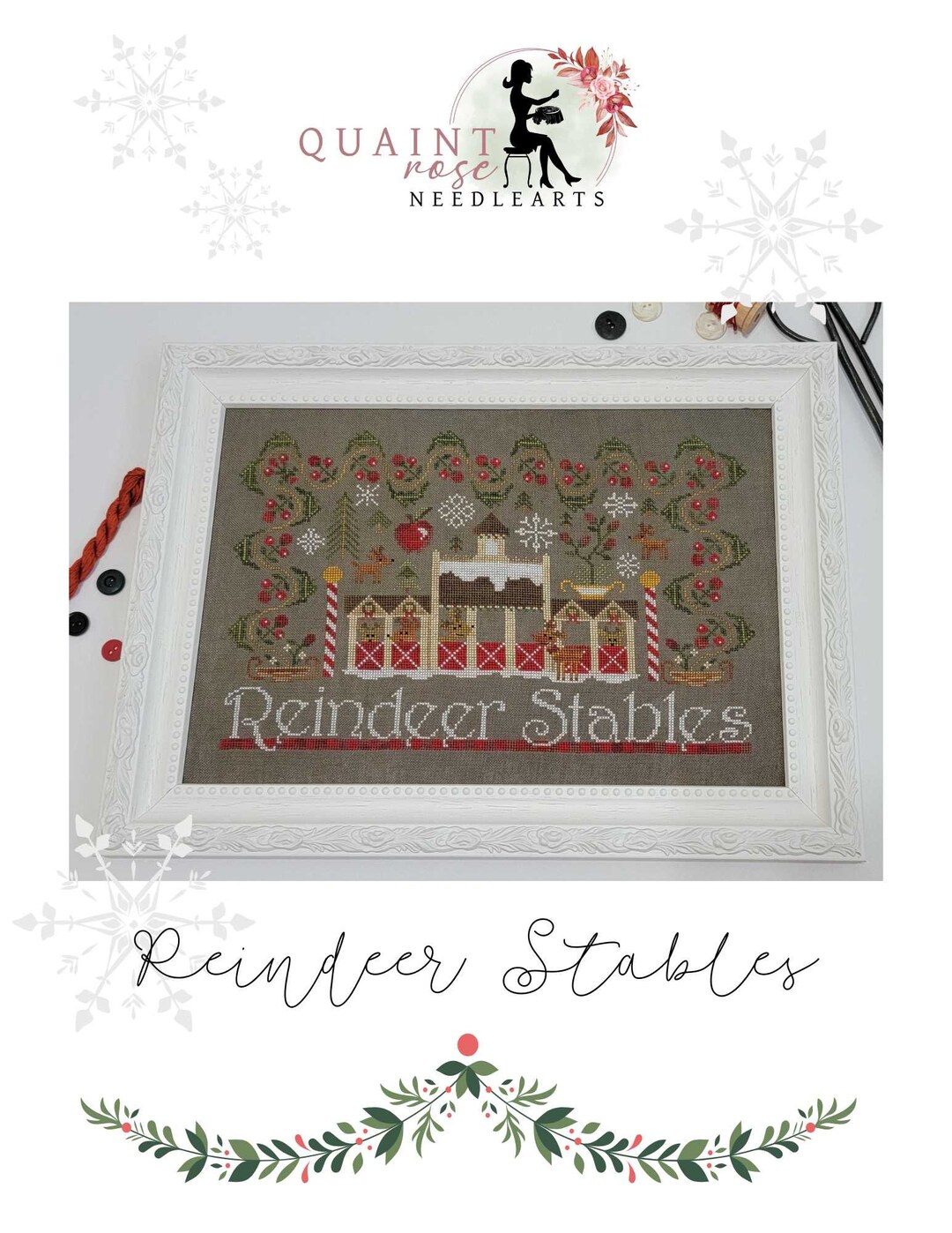 Reindeer Stables - Quaint Rose Needlearts - Cross Stitch Patterns - Etsy