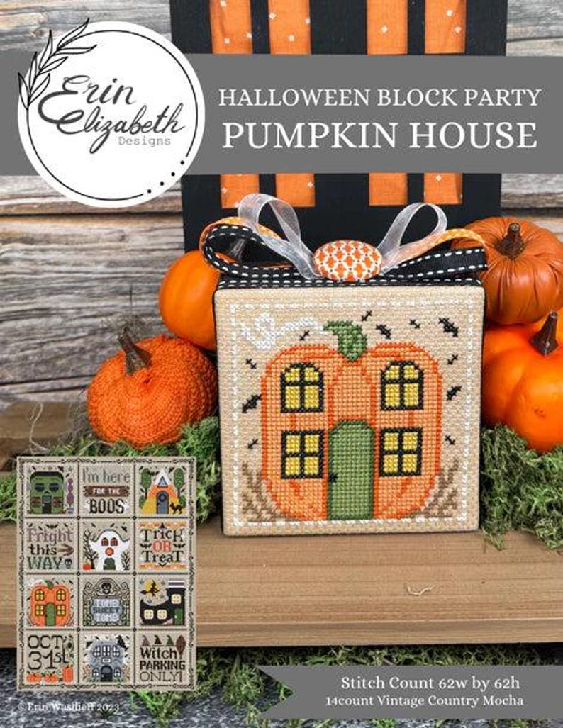Halloween Block Party - Pumpkin House - Erin Elizabeth - Cross Stitch ...