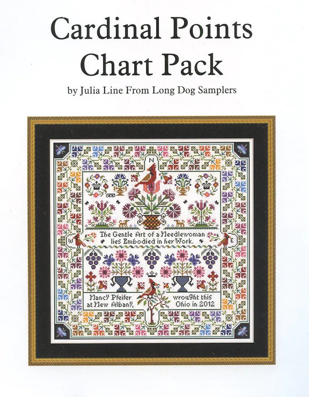 Cardinal Points Long Dog Samplers/gentle Arts Cross Stitch Pattern - Etsy