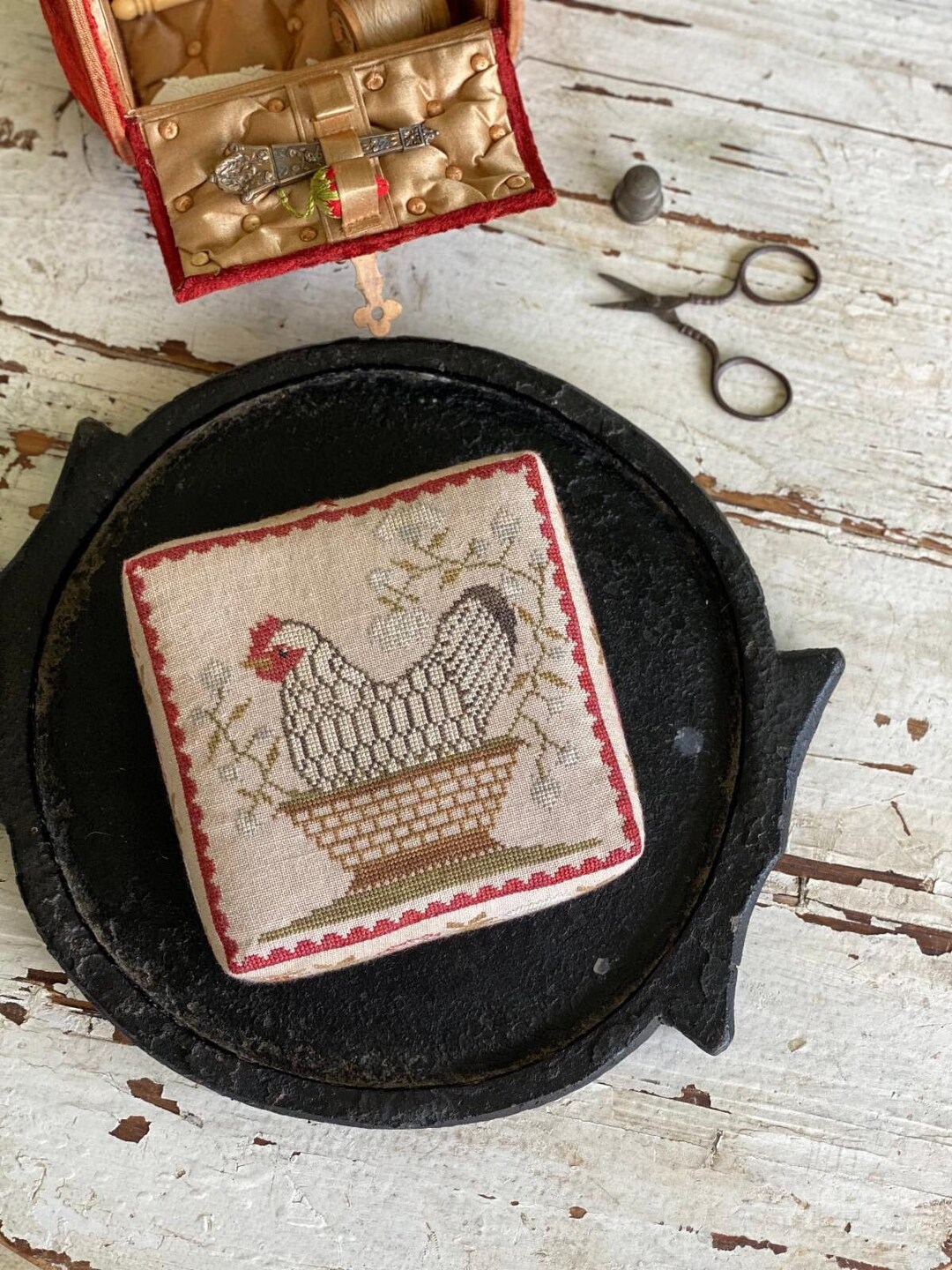 Big Chicken Little Chicken Pinkeep Pattern Stacy Nash Primitives Cross Stitch Pattern - Etsy