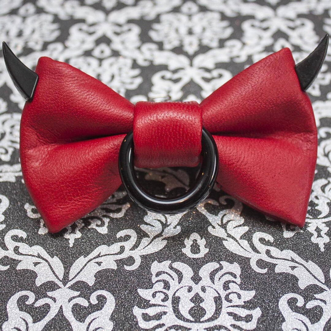 Red Leather Devil Bow Tie - Etsy