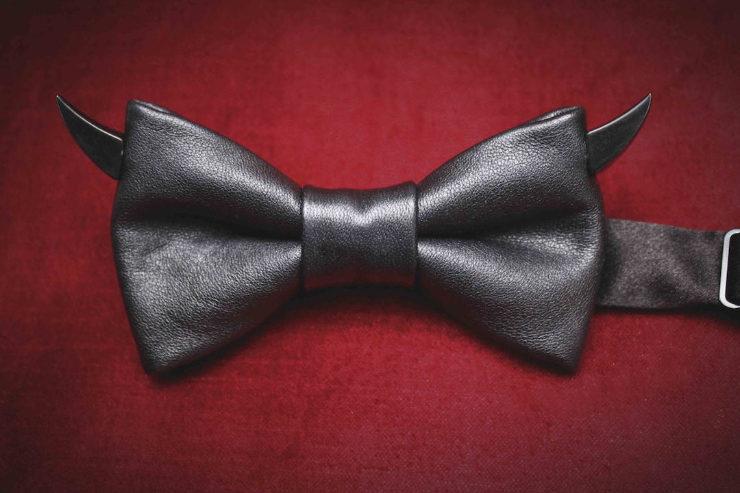 Black Leather Devil Bow Tie - Etsy