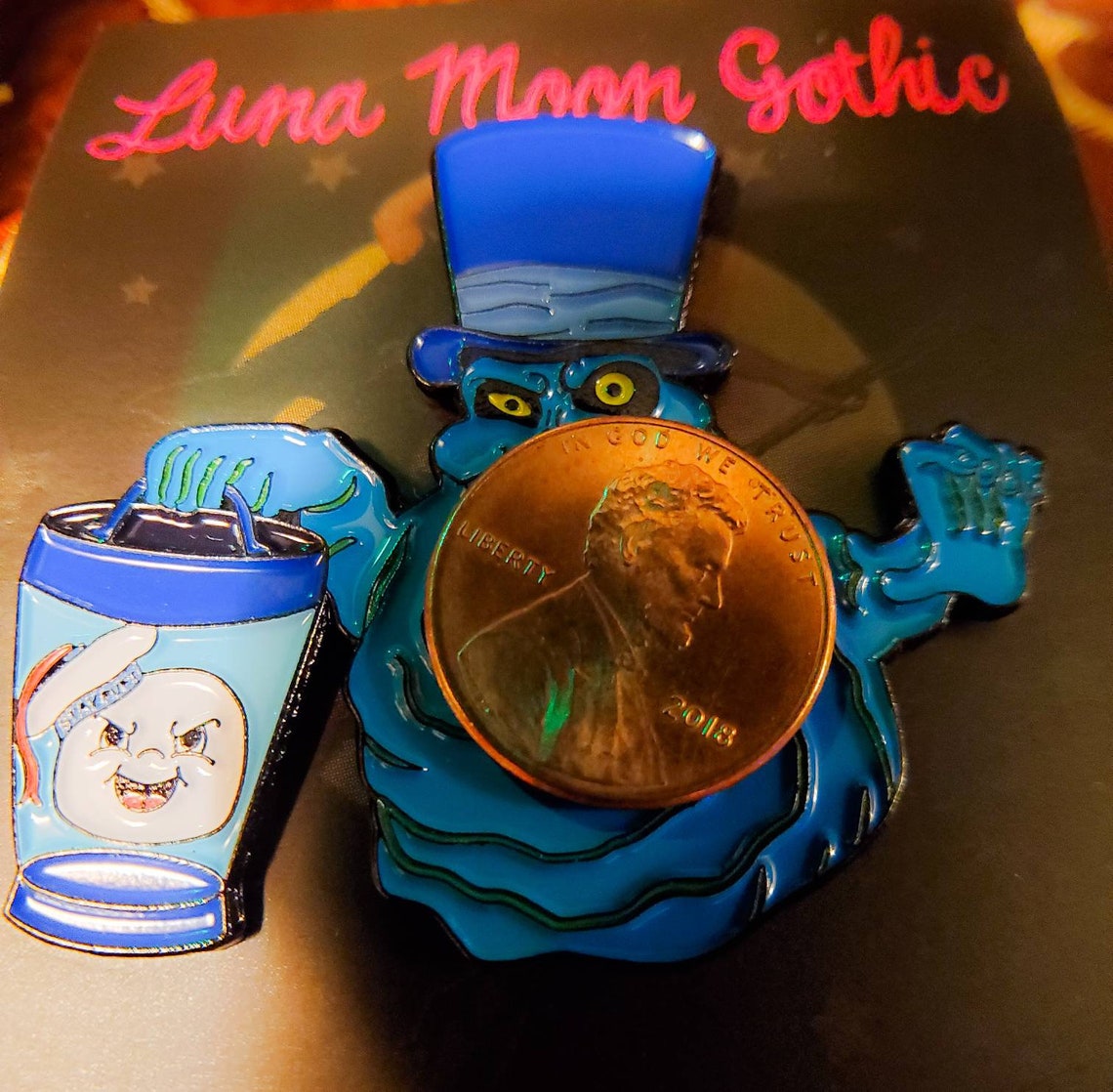 Blue Slimer/hat Box Ghost Mash-up Enamel Pin - Etsy