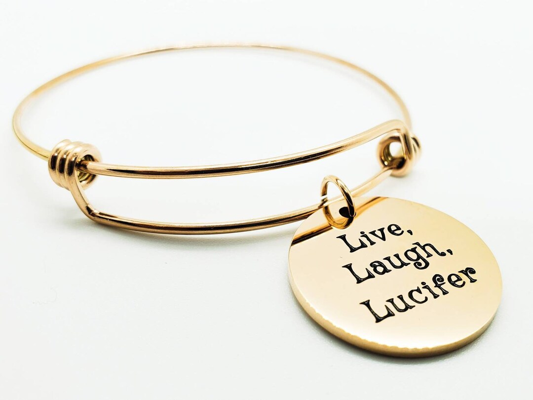 Live Laugh Lucifer Engraved Adjustable Charm Bracelet - Etsy