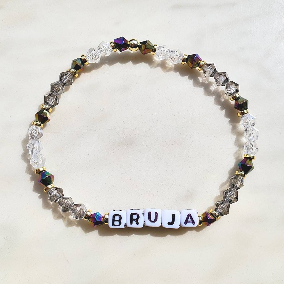 Stackable BRUJA Crystal Beaded Word Bracelet • Pride - Etsy