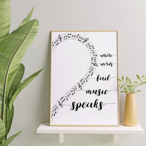 Where Words Fail Music Speaks // Music Quote Printable Music Sayings ...