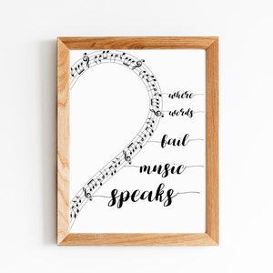 Where Words Fail Music Speaks // Music Quote Printable Music Sayings ...