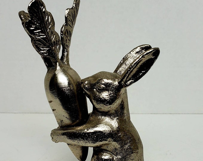 Vintage Silver Pewter Bunny Rabbit With Carrot - Etsy