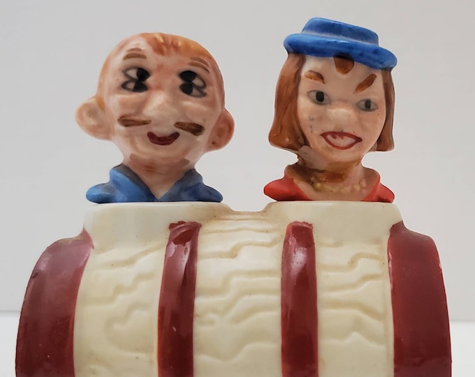Vintage Porcelain Nodder Salt and Pepper Shakers Two Drunks in a Barrel ...