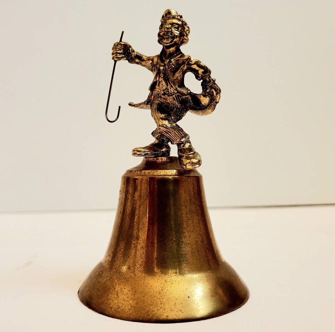 Vintage Brass Table Bell Feat: Dancing Circus Clown With Cane - Etsy