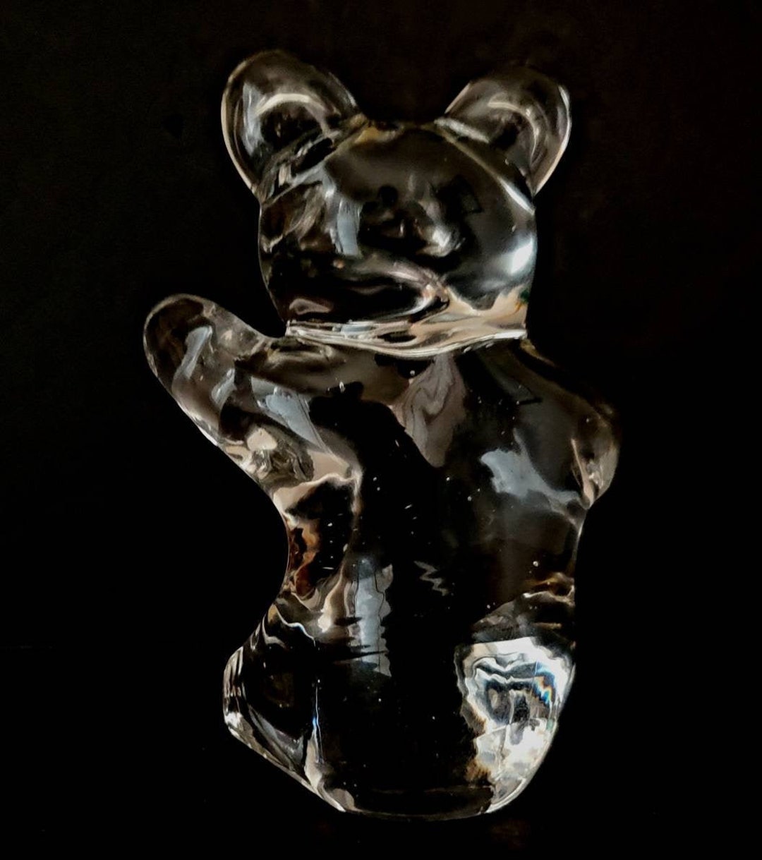 Vintage Polished Blown Glass Teddy Bear Paperweight Figurine - Etsy
