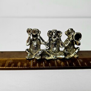 Vintage Three Wise Monkey's Solid Brass Ruler Paperweight/office Decor ...
