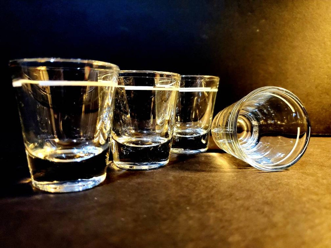 Vintage Glass White Line Shot Glass S/4 - Etsy