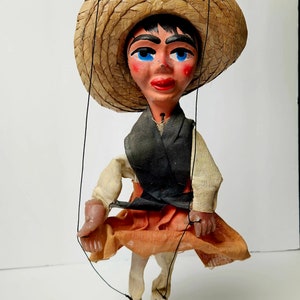 Vintage Handmade, Hand Painted Mexican Senorita Marionette Girl String ...
