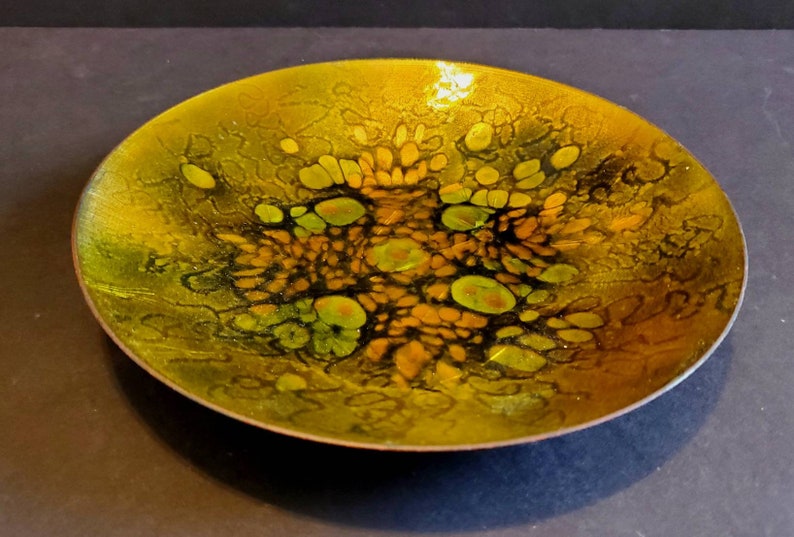 Mid Century Copper on Enamel Dexorative Plate by Kareka - Etsy