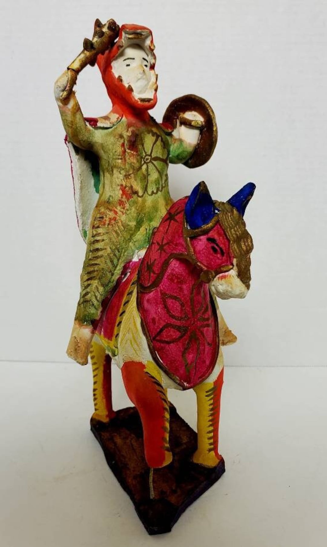 Vintage Primitive Old Mexico Folk-art Boy in Costume on Horse Hand ...