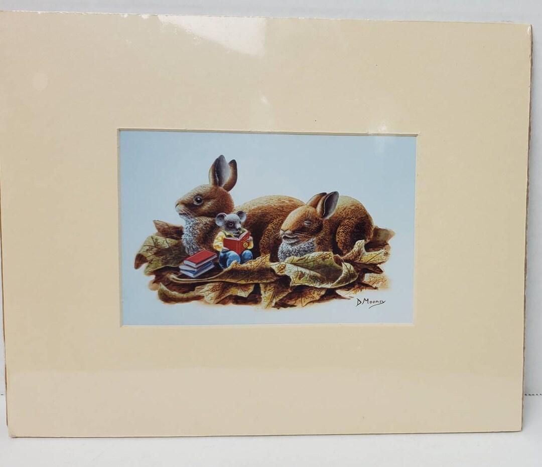 Vintage David Mooney Woodland Creatures Whiskerland Critters Matted ...