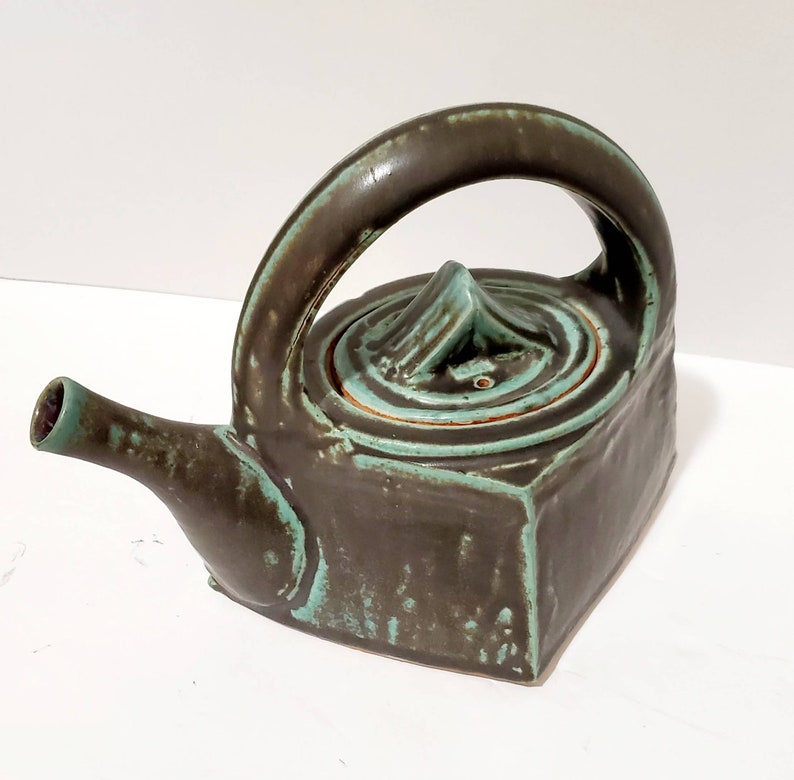 Signed Vintage Artisan Square Teapot - Etsy