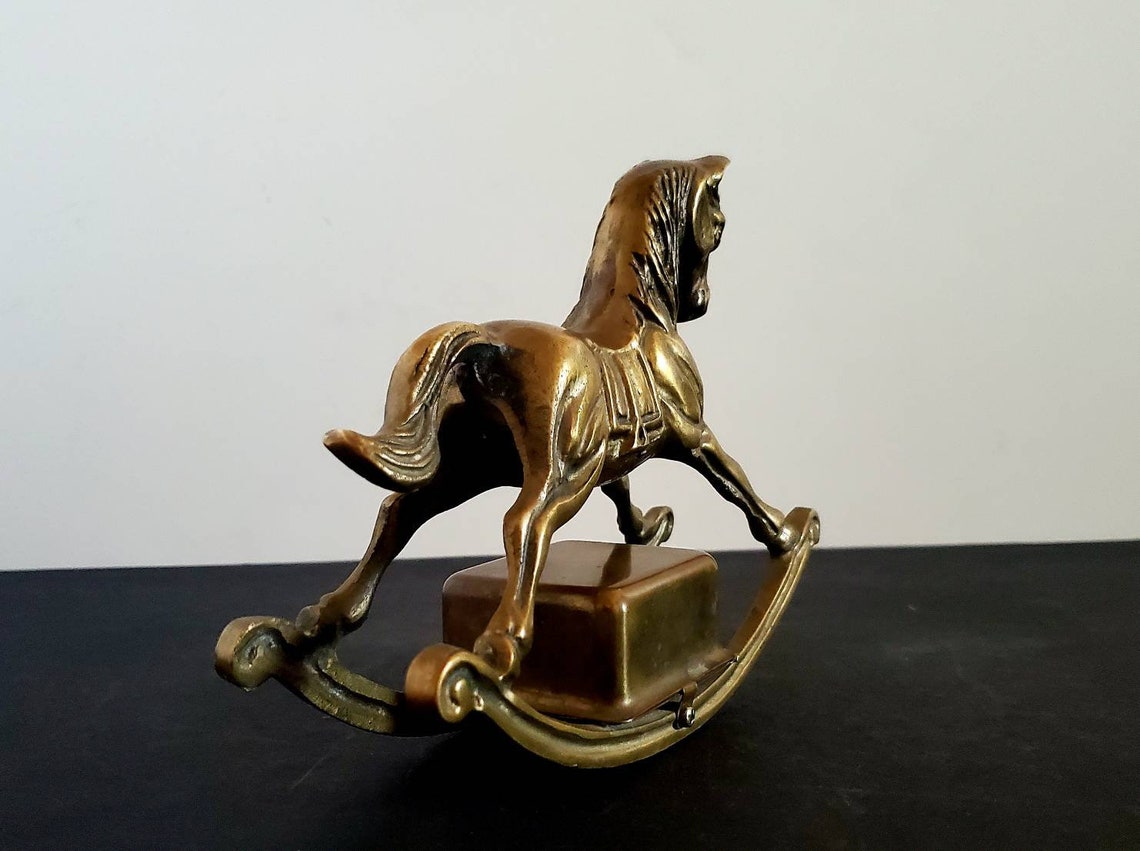 Vintage Brass Musical Rocking Horse - Etsy