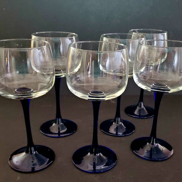Glass Luminarc Blue Stem Etsy