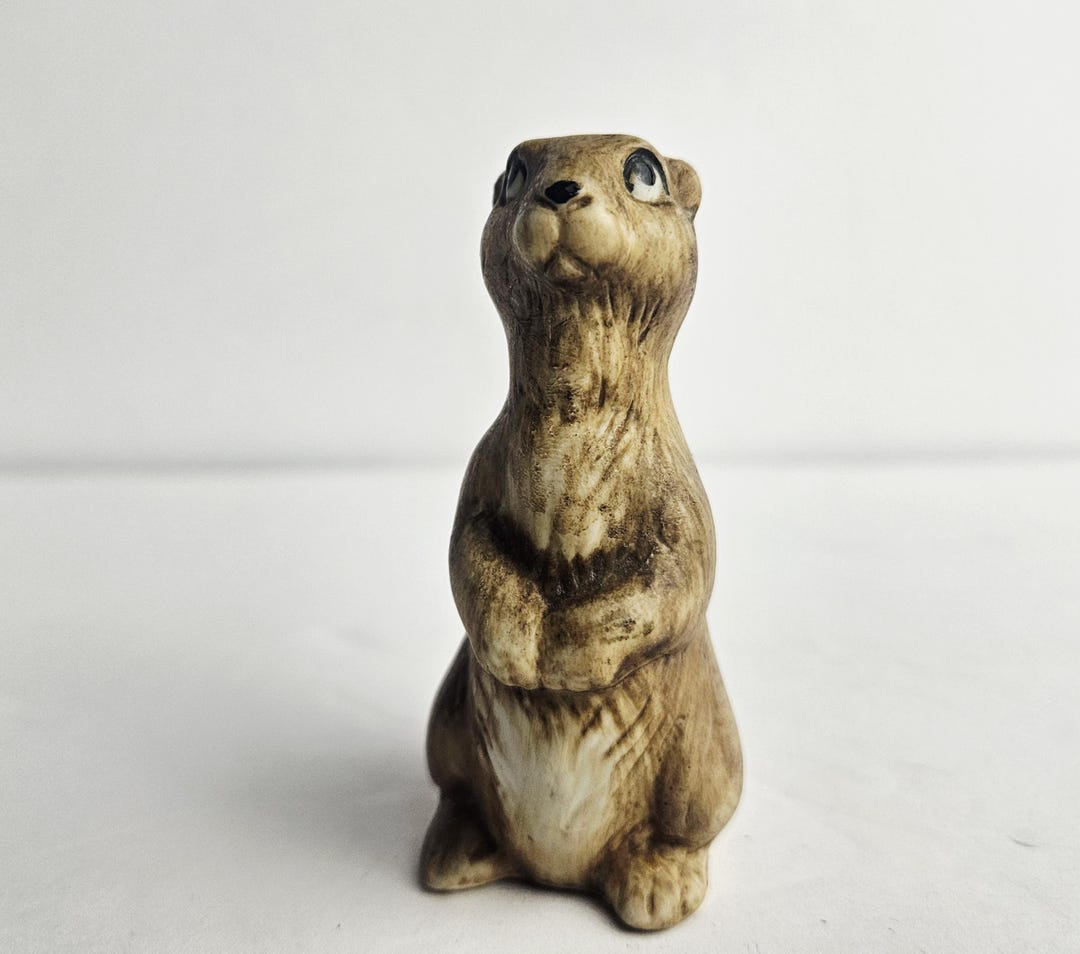 Vintage Ceramic Prairie Dog Figurine – Mid-century Modern Brown Glazed ...