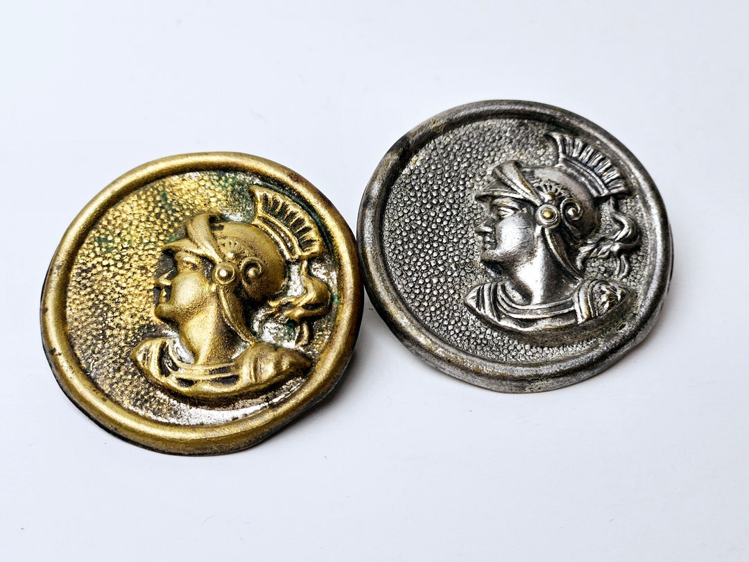 Vintage Pair of Embossed Metal Roman Soldier Victorian Style Buttons - Etsy