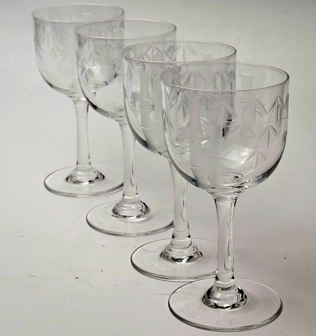 Vintage Sasaki Bamboo Claret Wine Glass With Smooth Straight Stem Set 4 ...