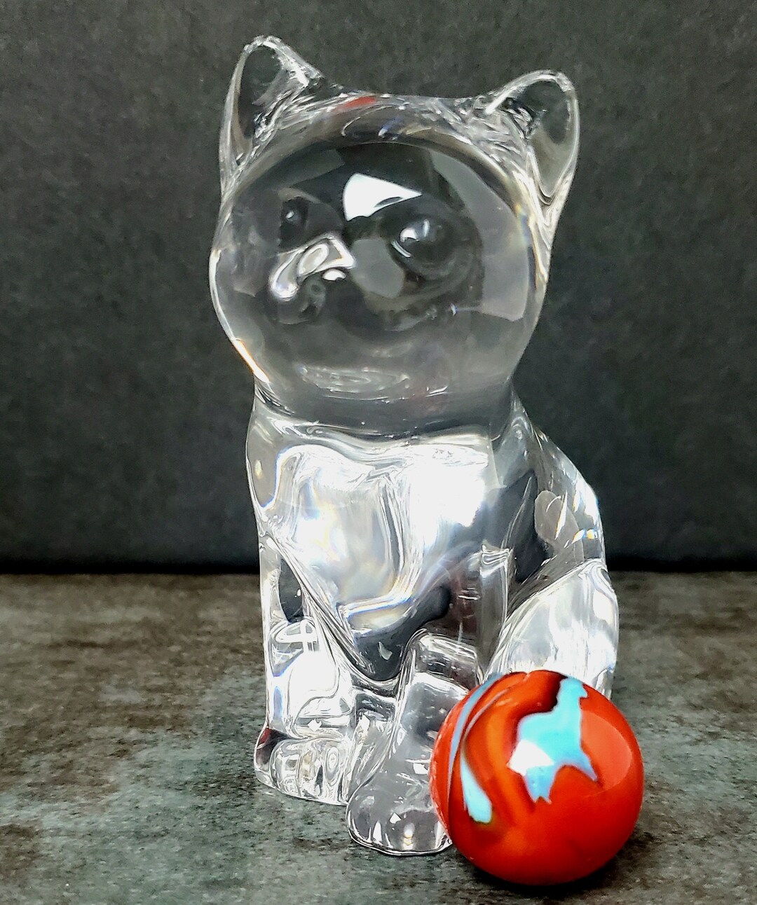 Vintage Crystal Cat Paperweight Figurine - Etsy