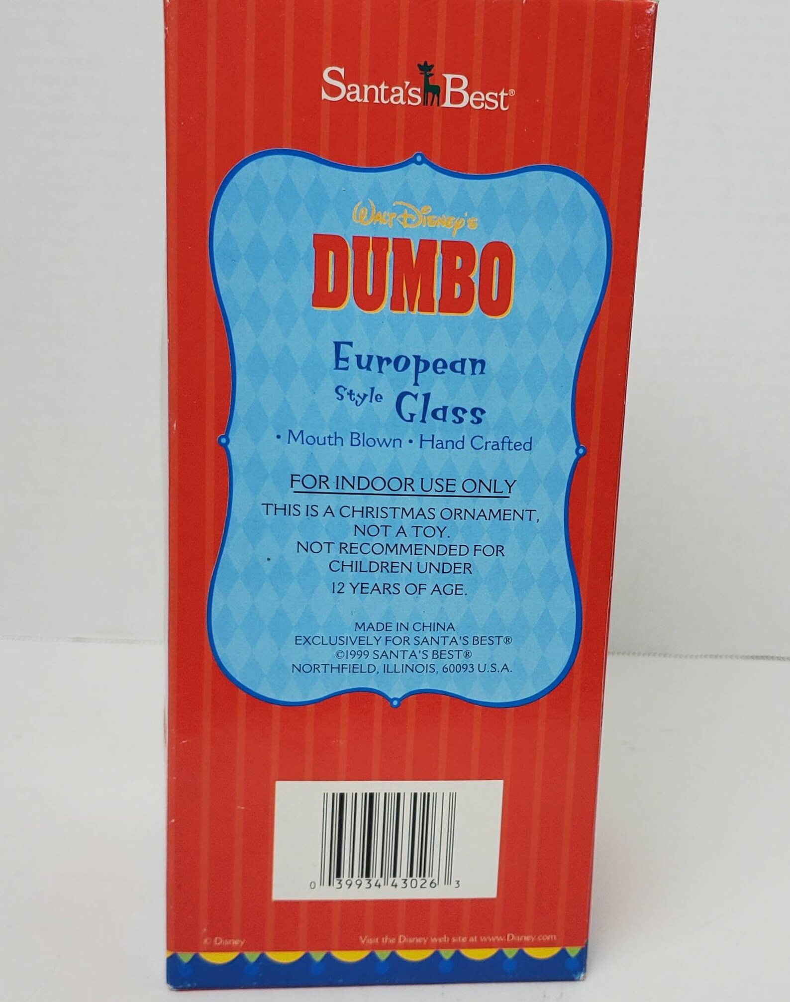 Vintage Walt Disney's "dumbo" Santa's Best European Mouth Blown Hand ...