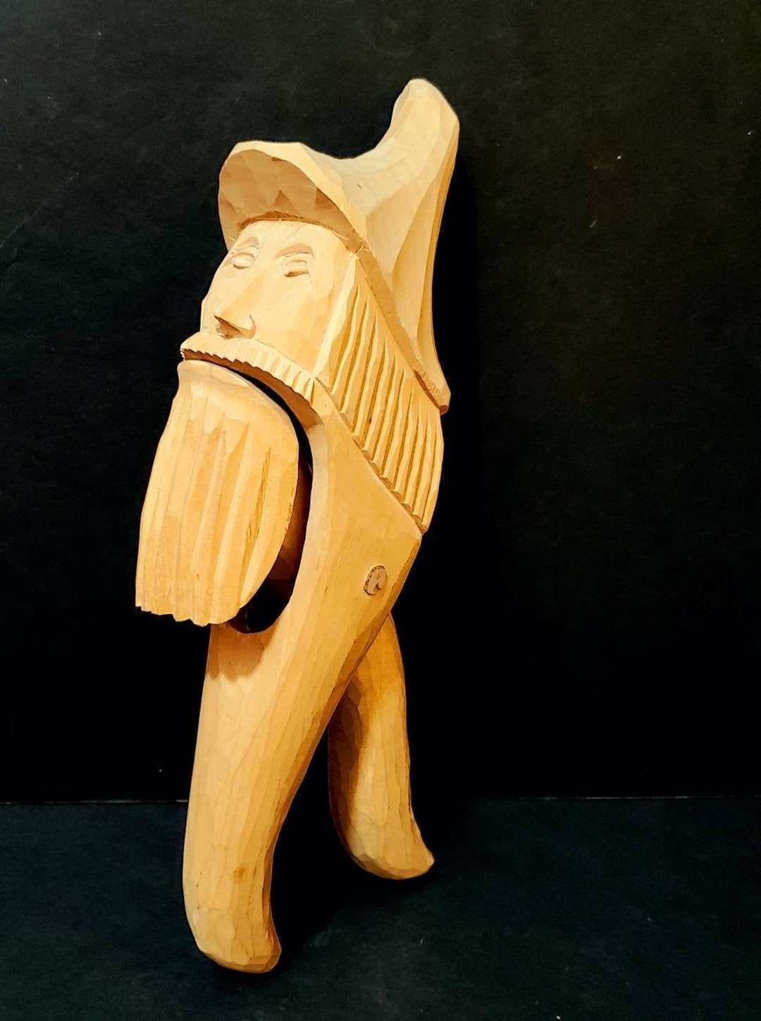 Primitive Handcarved Wood Wizard Nutcracker C1900 - 1940s German Folk ...