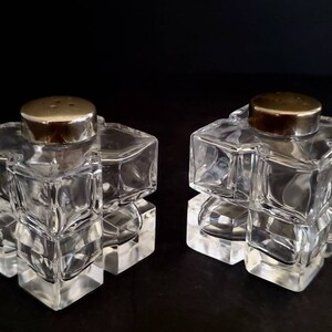 Vintage Cut Glass Cube Salt and Pepper Shaker Set - Etsy