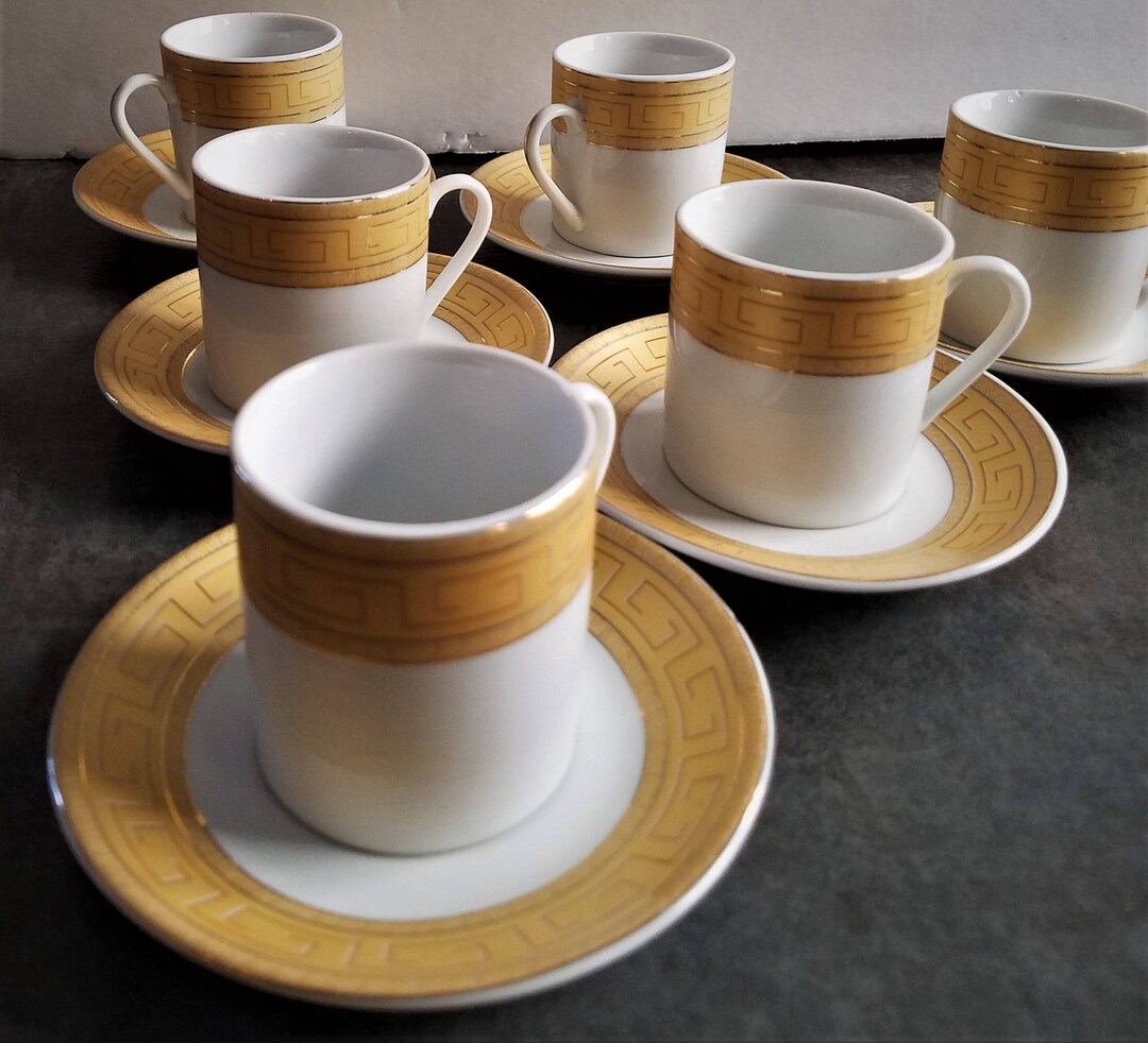 Vintage Fine European Porcelain 12 Piece Set Espresso Cup and Saucer ...