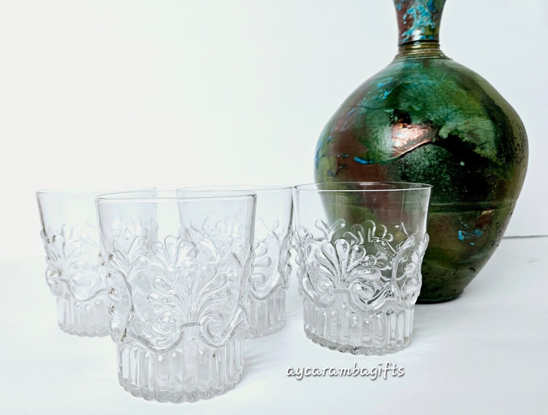 Vintage Mid Century Pilgrim Glass adams Clear Old Fashioned Cocktail ...