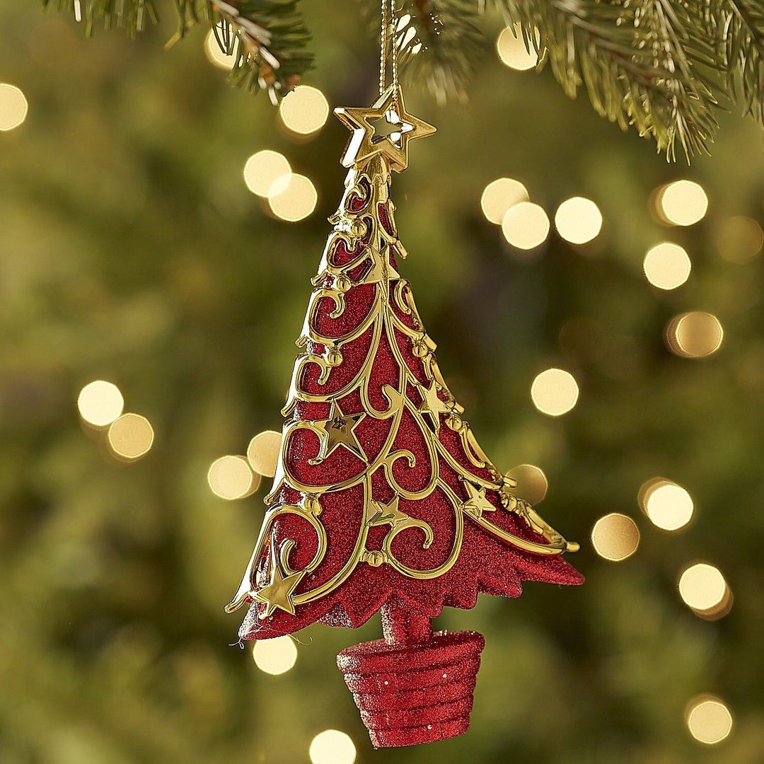 Vintage Pier One Red and Gold Christmas Tree Ornament - Etsy