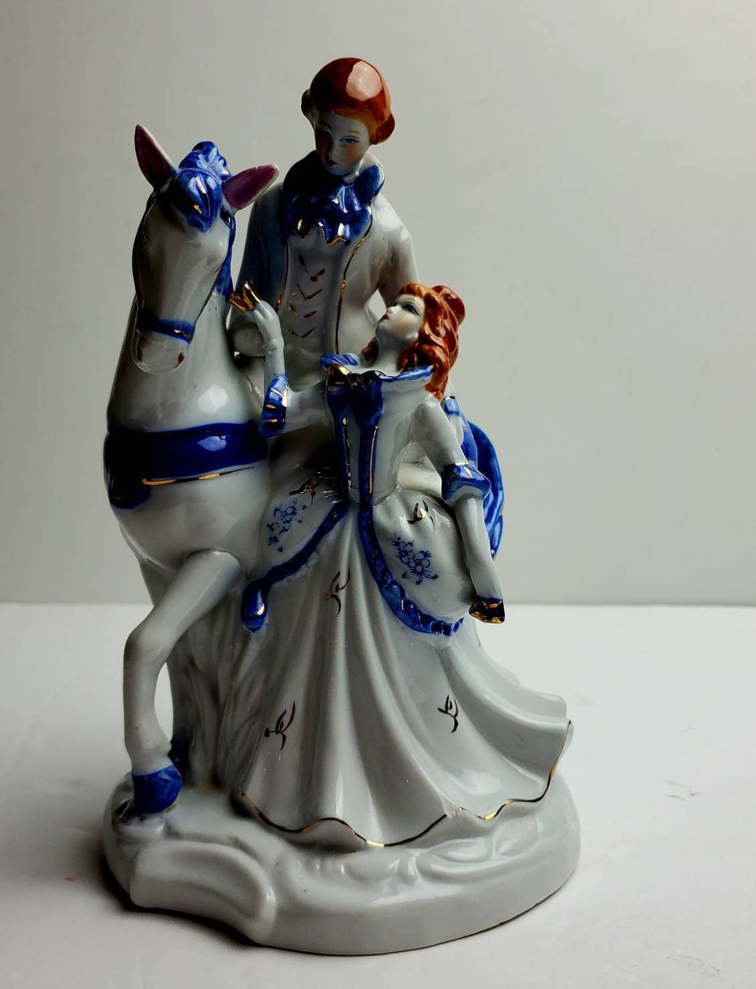 Vintage Victorian Cobalt Blue and White "the Lovers" Porcelain Figurine ...