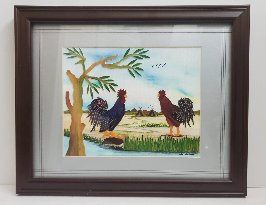 Home on the Range Framed Cut Out Original Framed Wall Art Roosters ...