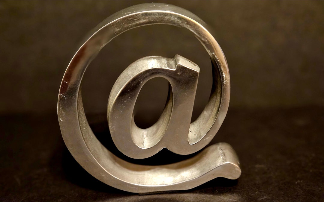 Vintage Brushed Aluminum Symbol Paperweight Computer/internet AT Sign ...