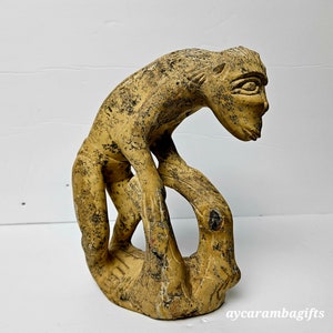 Primitive Handcrafted Tribal Stone Sculpture Standing Chimp / Ape ...
