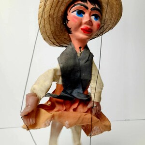 Vintage Handmade, Hand Painted Mexican Senorita Marionette Girl String ...