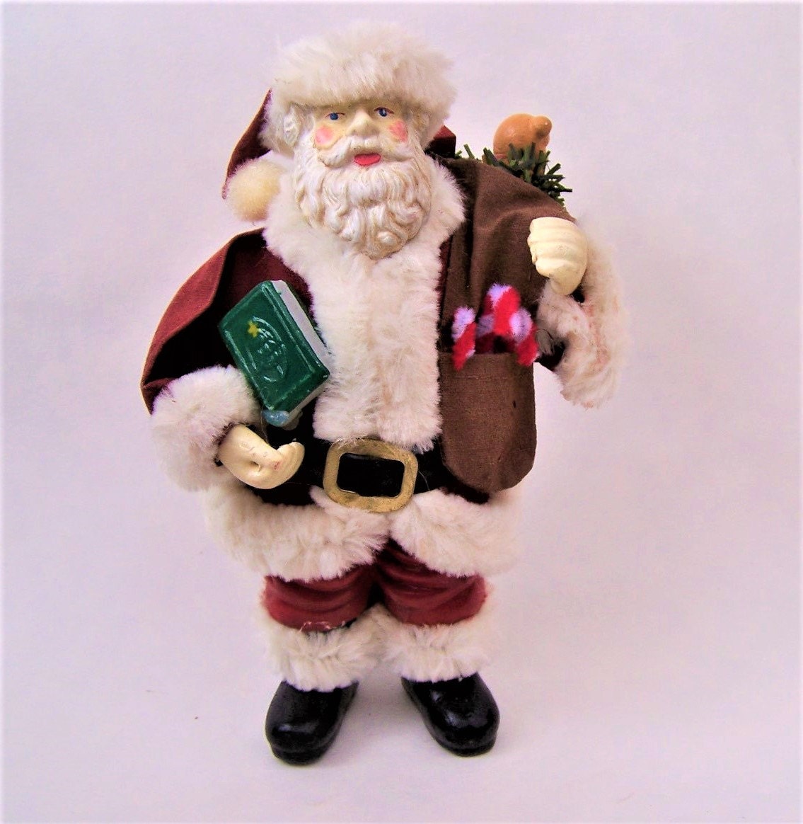 Vintage Santa Claus With Candy Cane and Bag Full of Toys - Etsy