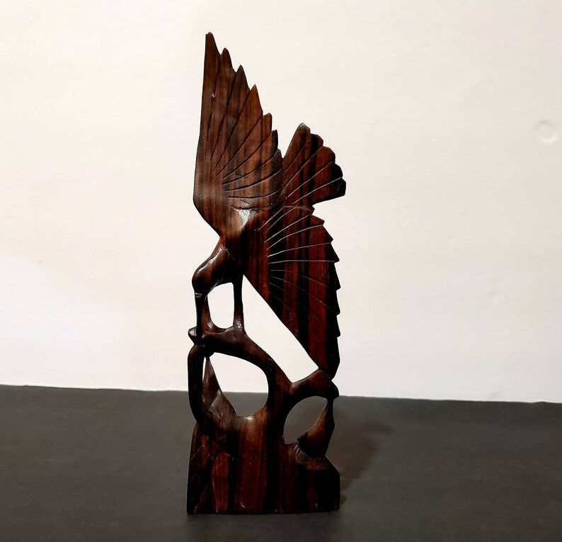 Vintage Ironwood Carving Bird in Flight Over Tree With Young - Etsy