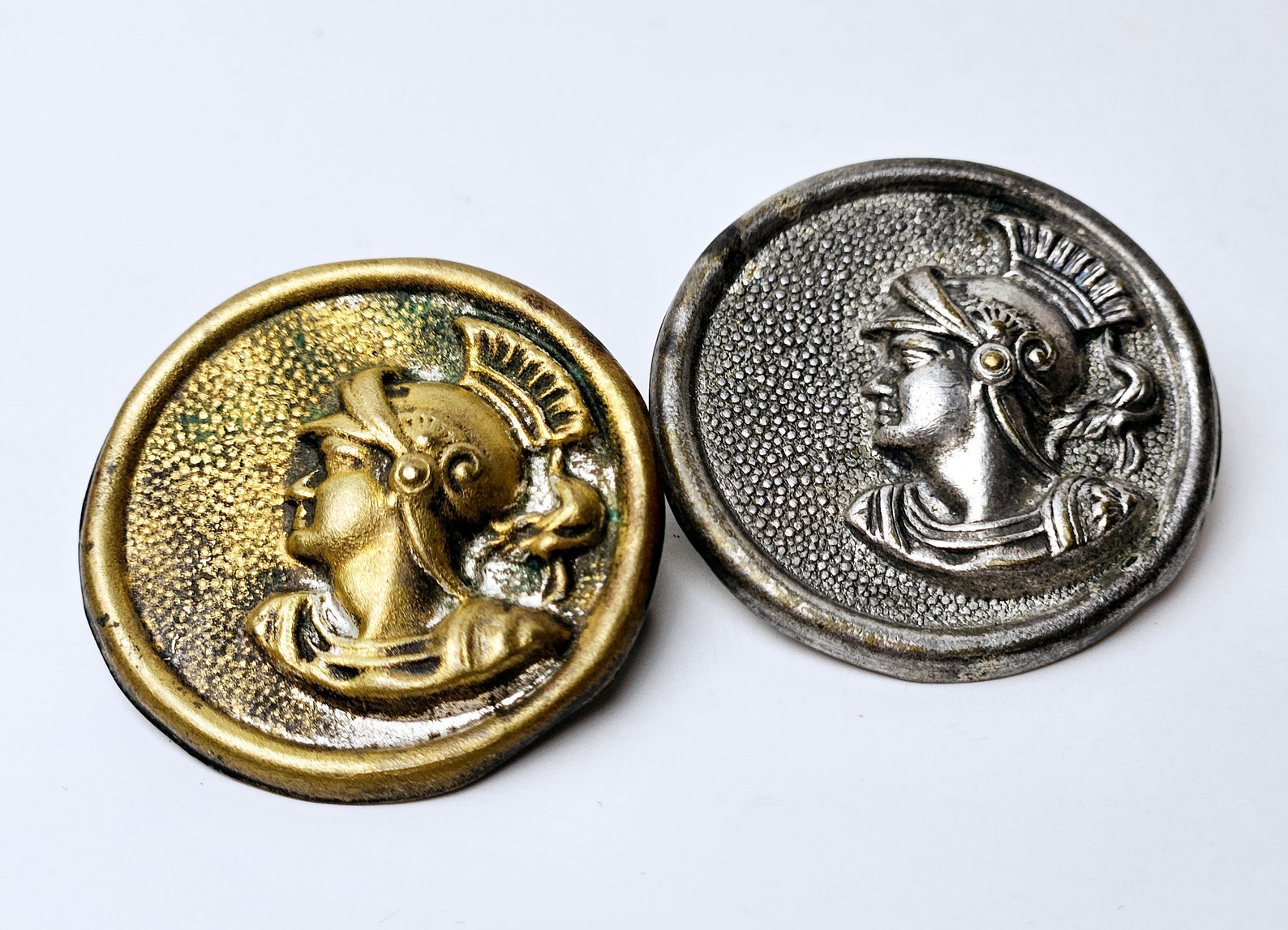 Vintage Pair of Embossed Metal Roman Soldier Victorian Style Buttons - Etsy