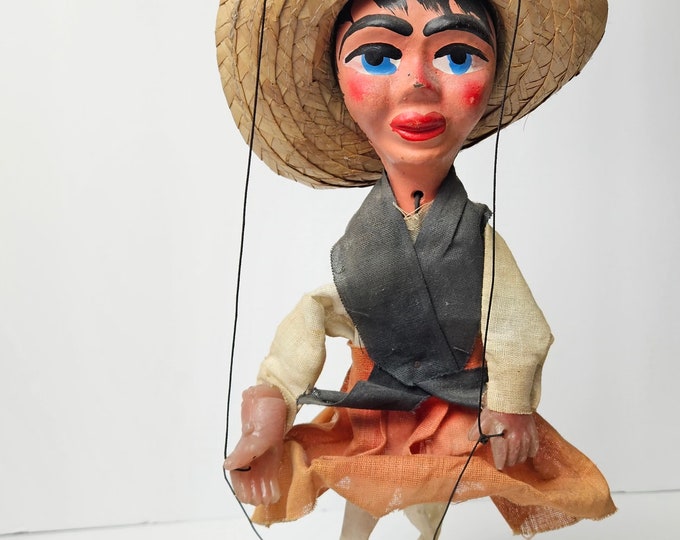 Vintage Handmade, Hand Painted Mexican Senorita Marionette Girl String ...