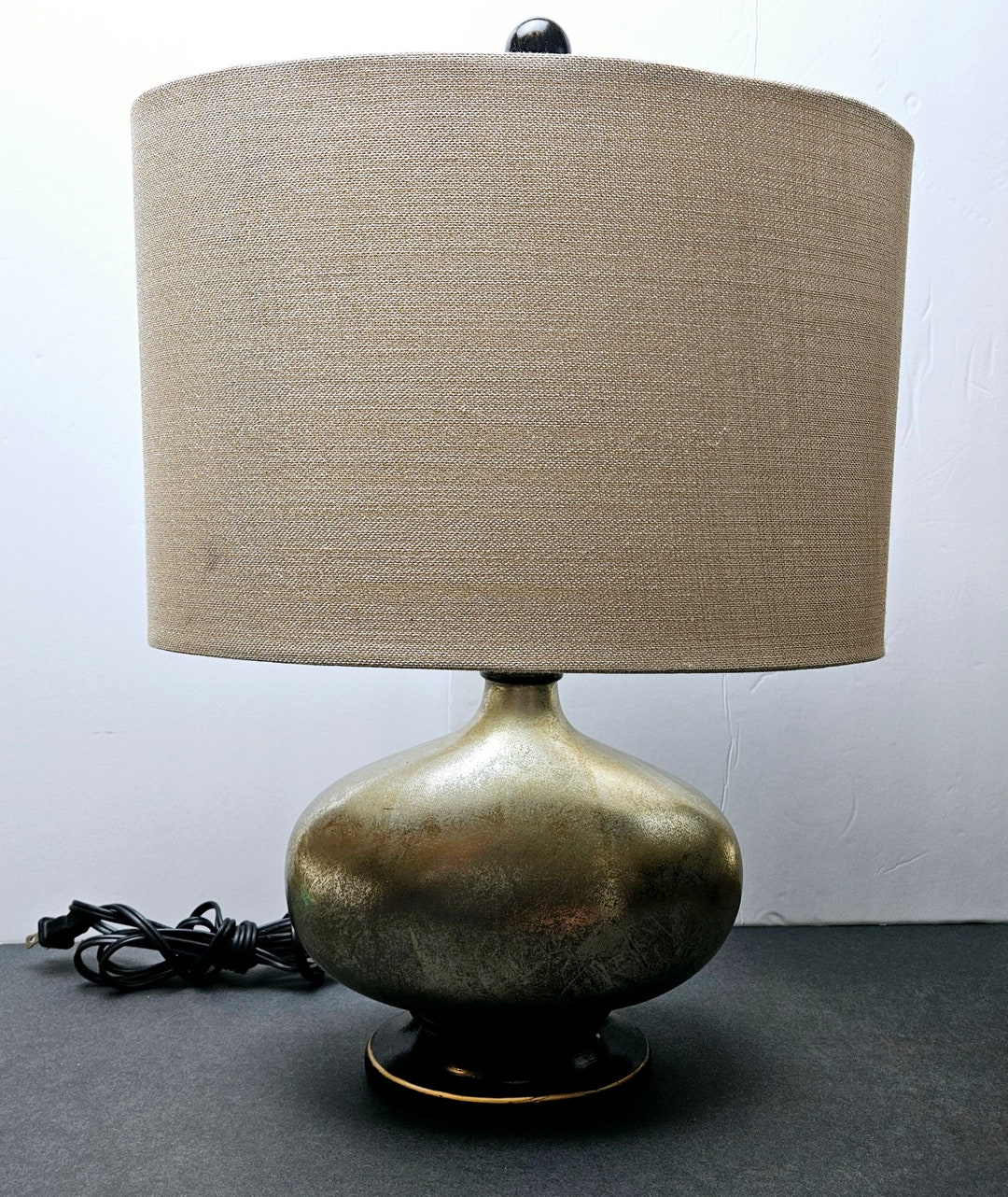 Vintage Brushed Gold thumbprint Cache Lamp, 23H 17W Table Lamps ...