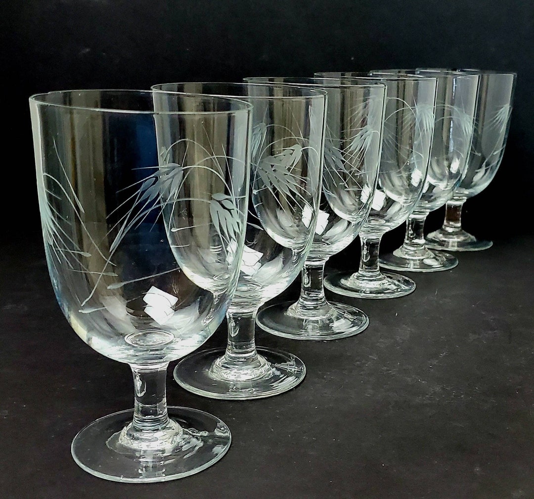 Vintage Noritake Sasaki "wheat" Pattern Etched Crystal Wine/water ...