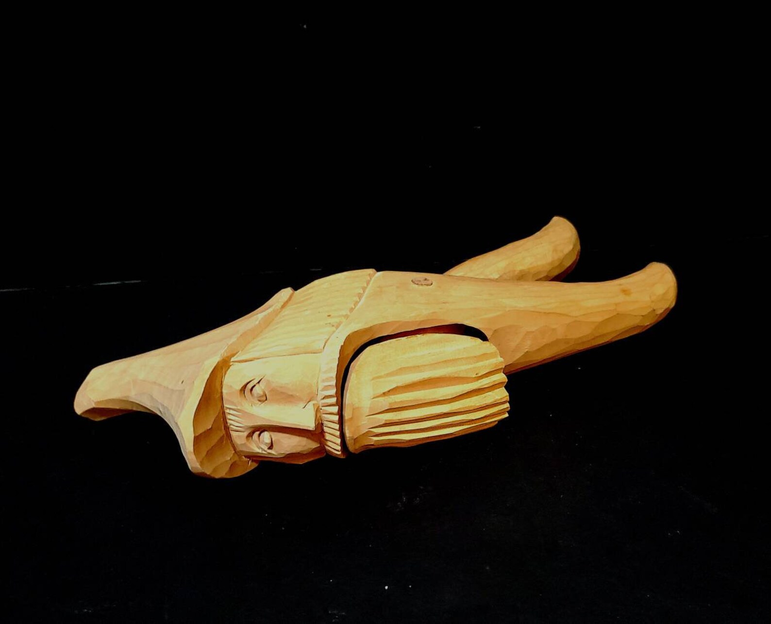 Primitive Handcarved Wood Wizard Nutcracker C1900 - 1940s German Folk ...